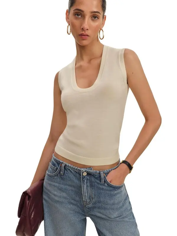 REFORMATION Marta Regenerative Merino Sweater Tank Top - Ivory