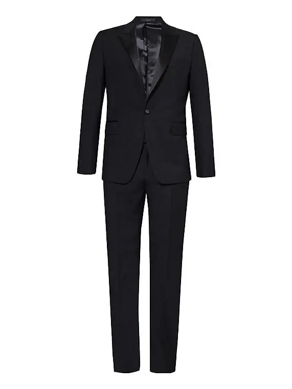 Paul Smith Peak Lapels Flap Pockets Regular-fit Wool-blend Suit - Black