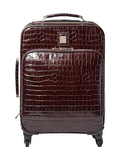 ASPINAL OF LONDON Connaught Croc-effect Leather Cabin Suitcase - Amazonbrown
