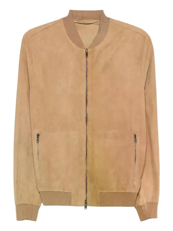 SALVATORE SANTORO Suede Bomber Jacket - Neutrals