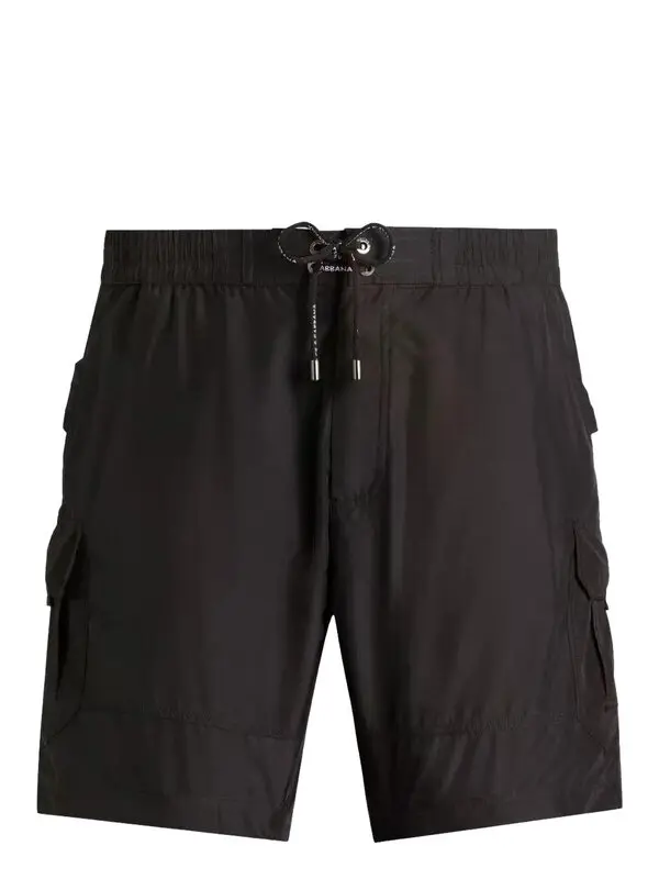 Dolce & Gabbana Swim Shorts With Tag Detail - Black