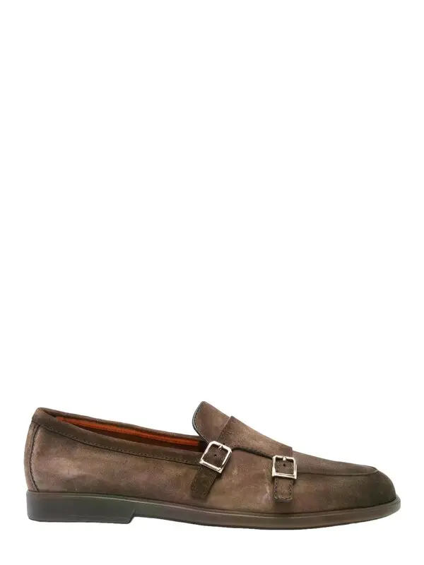 Santoni Suede Monk Shoes - Brown