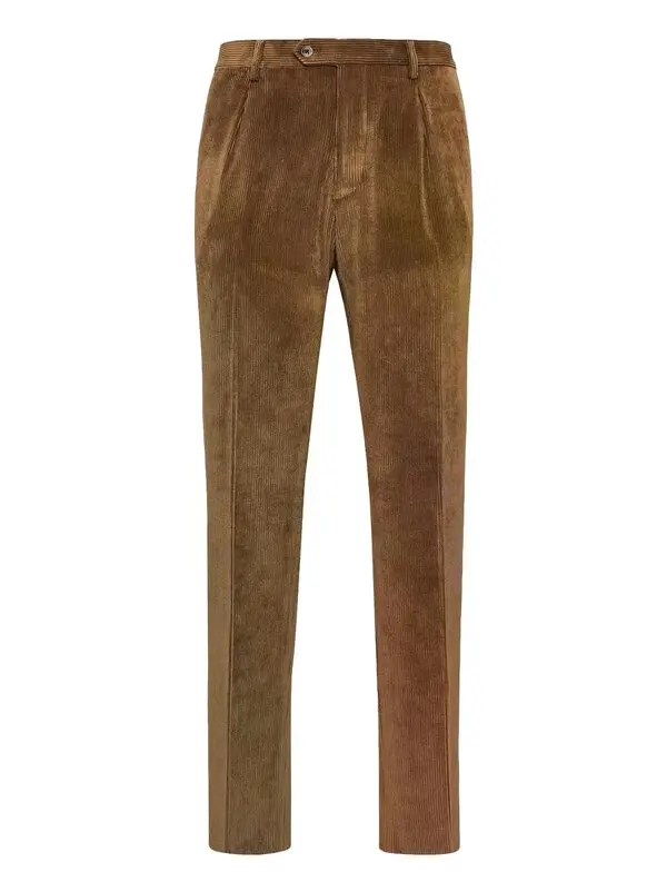 Boggi Milano Corduroy Straight Trousers - Brown
