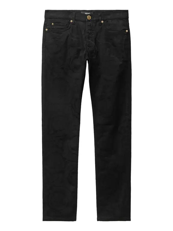 Versace Jacquard Slim Jeans - Black