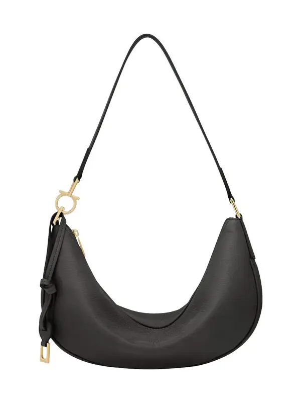 FERRAGAMO Medium Leather Shoulder Bag - Black