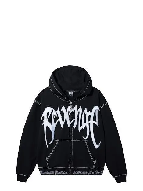 REVENGE Xxxtentacion Kill Contrast Zip Hoodie - Black/white
