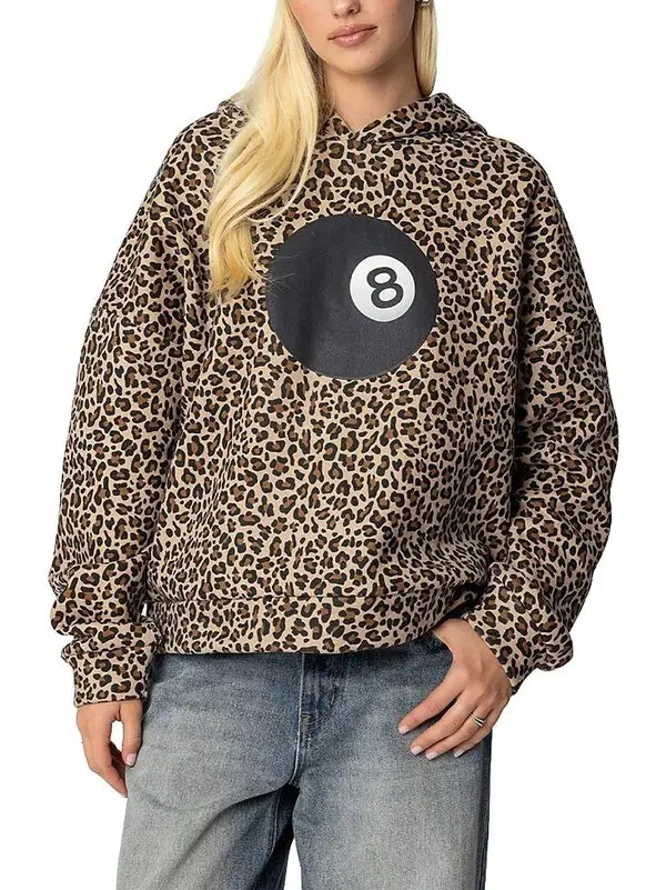 EDIKTED Print Oversized Hoodie - Leopard