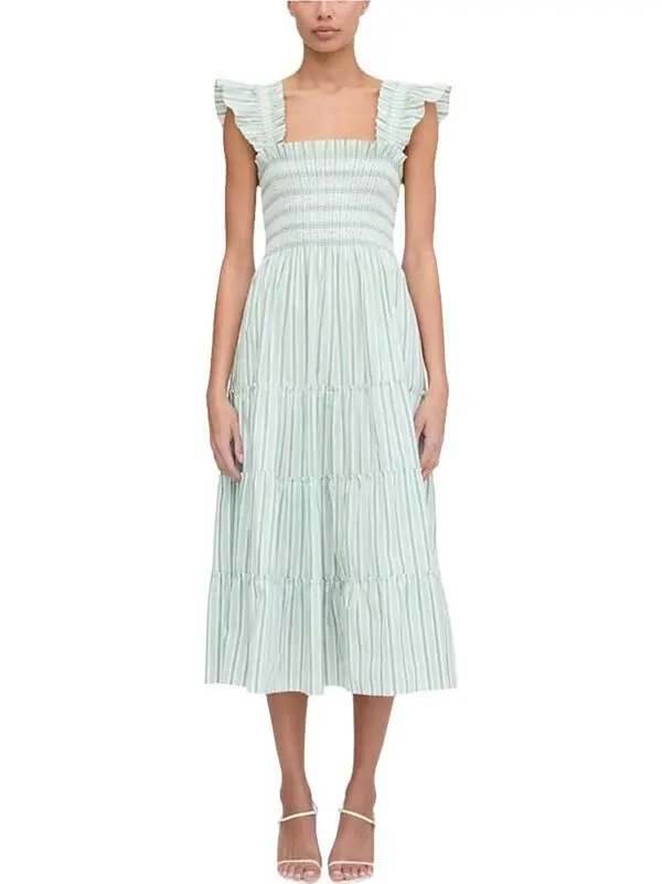 Hill House Home Ellie Nap Dress - Apple Green Stripe