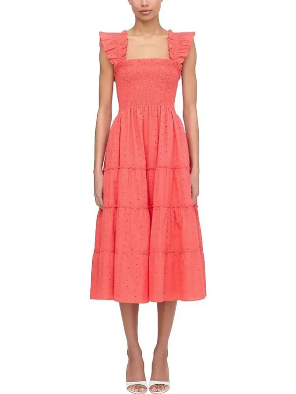 Hill House Home Ellie Nap Dress - Coral Daisy Broderie