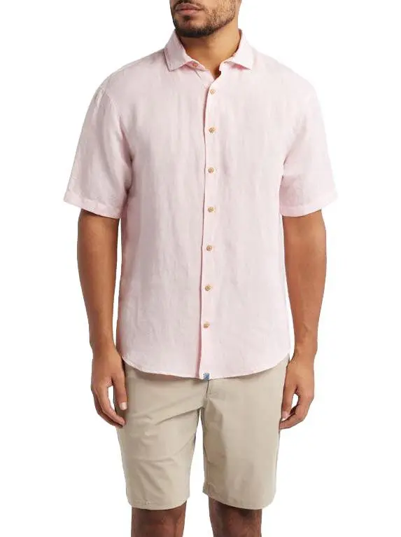 Johnnie-o Gianna Hangin' Out Short Sleeve Linen & Lyocell Button-up Shirt - Petal