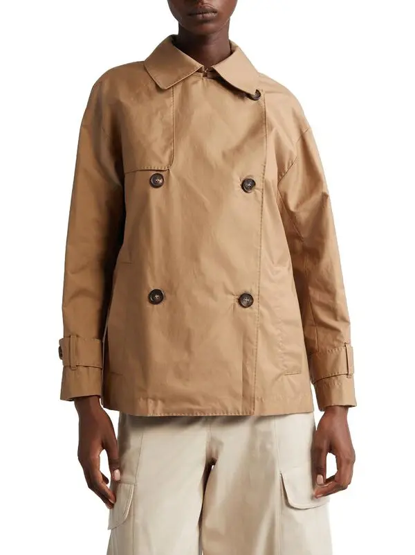 Max Mara Zeno Water Repellent Short Trench Coat - Camel