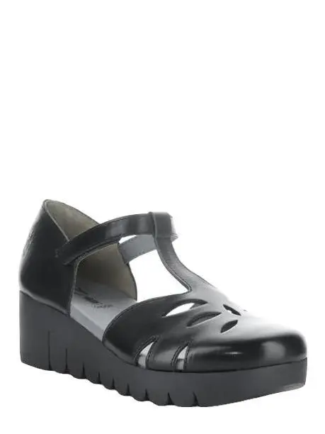Fly London Velt Platform Wedge Sandals - Black