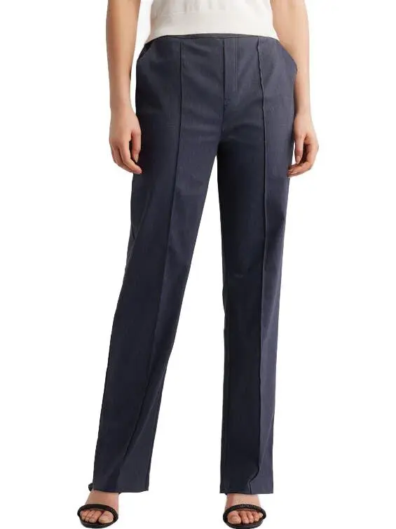 Hue Pintuck Wide Leg Pull-on Trousers - Indigo