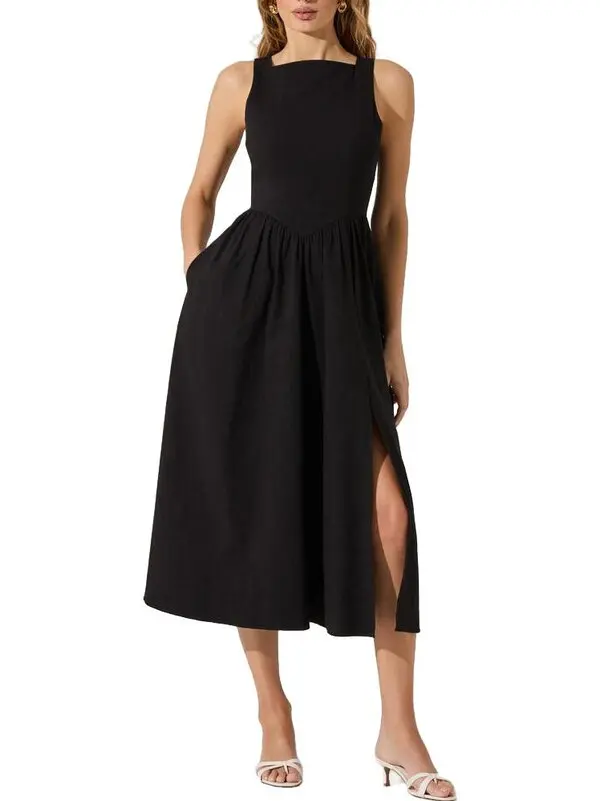 Astr The Label Bow Back A-line Dress - Black