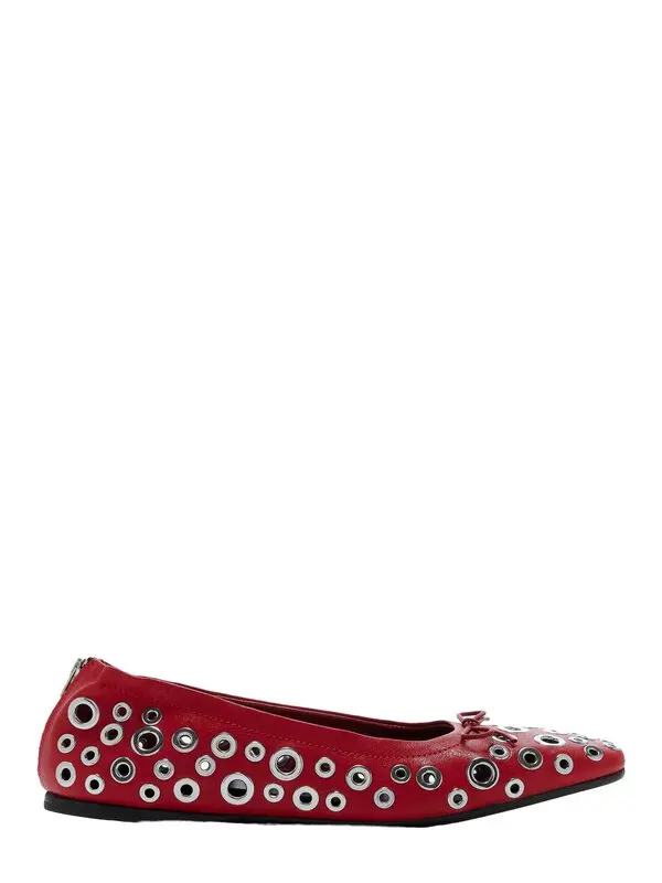 GOLDEN GOOSE Amy Eyelet-embellished Leather Ballet Flats - Red