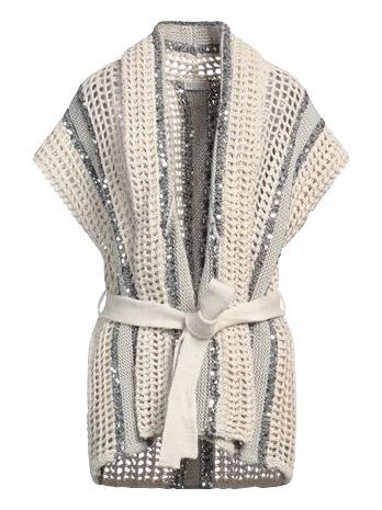 Brunello Cucinelli Cardigan In Jute, Cotton, Polyamide, Polyester, And Linen - Ivory