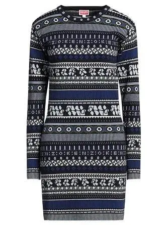 Kenzo Mini Flared Knit Dress - Blue