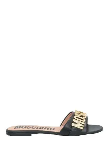 Moschino Embellished Calfskin Slide Sandals - Black