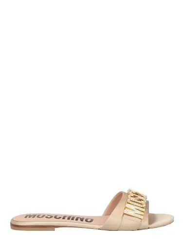 Moschino Textile Fiber Slide Sandals With Embellishments - Grey