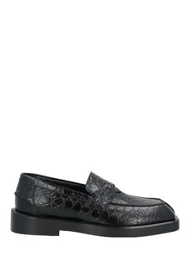 Versace Calfskin Loafers With Crocodile Print - Black