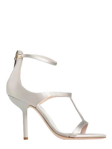 Emporio Armani Satin Stiletto Heeled Slingback Sandals - Light Grey
