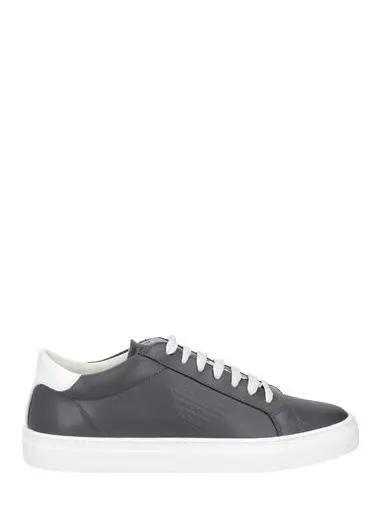 Emporio Armani Leather Sneakers - Lead