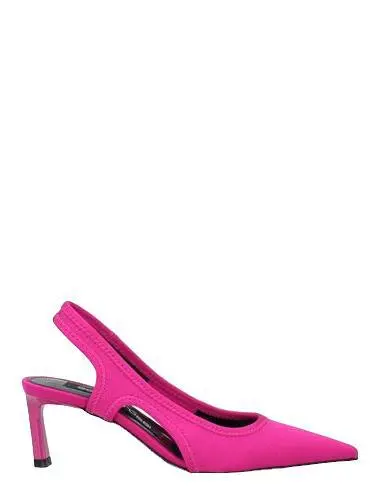 SERGIO ROSSI Fuchsia Textile Fibers Slingback Pumps - Pink
