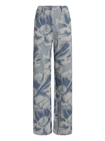MSGM Wide-leg Floral Jacquard Pants - Blue