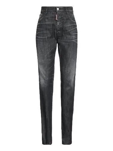 Dsquared2 Tapered Jeans With Leather Trims - Black