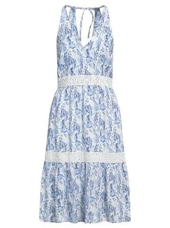 120% Lino Floral Print Linen-cotton Blend Midi Dress - Blue