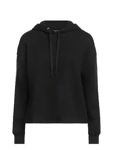Armani Exchange Sweatshirt In Cotton, Polyester, Polyamide, Metallic Fiber, And Elastane - Black