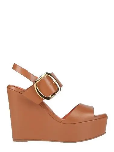 Santoni Leather Wedge Sandals - Brown