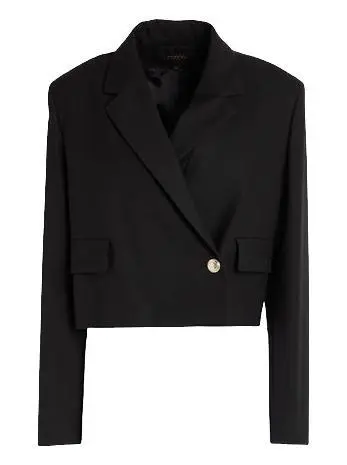 Maje Woven Double-breasted Blazer - Black