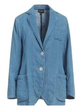 Emporio Armani Cotton Oxford Blazer - Blue