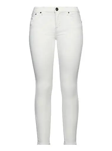MOORER Slim Fit Jeans With Leather Trims - White