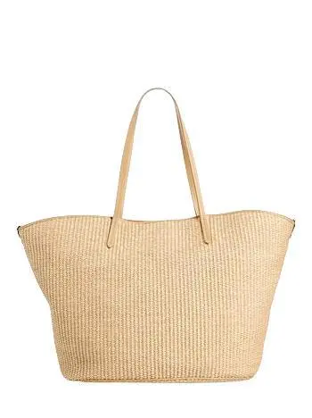 Brunello Cucinelli Shopper Bag With Faux Raffia And Leather - Beige