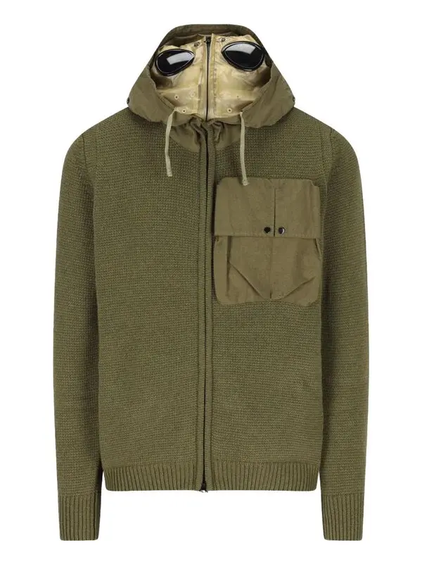 C.P. COMPANY Google Hood Cardigan - Green
