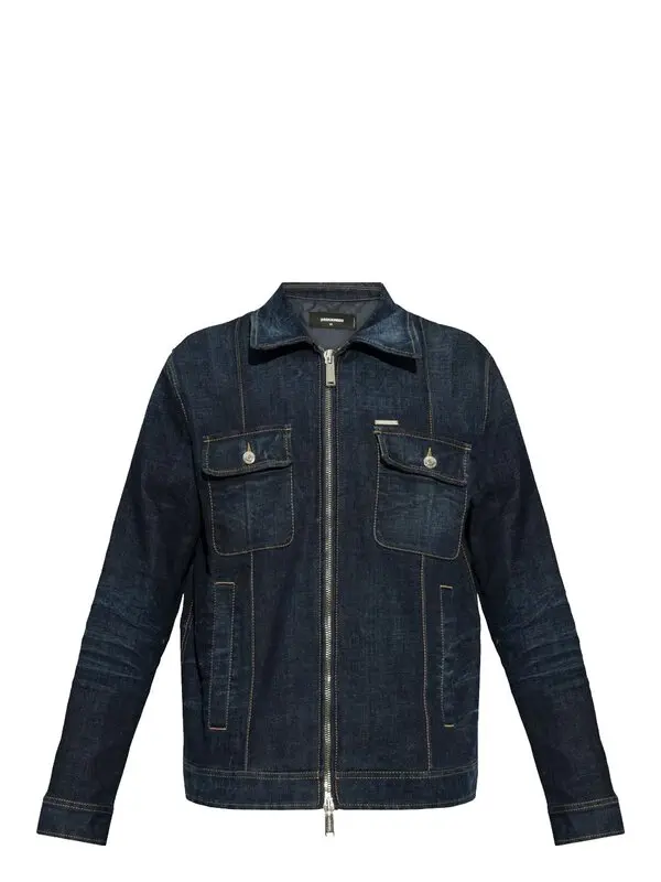 Dsquared2 Logo-patch Denim Jacket - Navy Blue