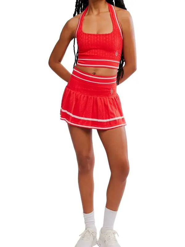 Free People Advantage Halter Top & Miniskirt Set - Grapefruit Combo