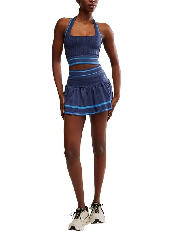 Free People Advantage Halter Top & Miniskirt Set - Navy Combo