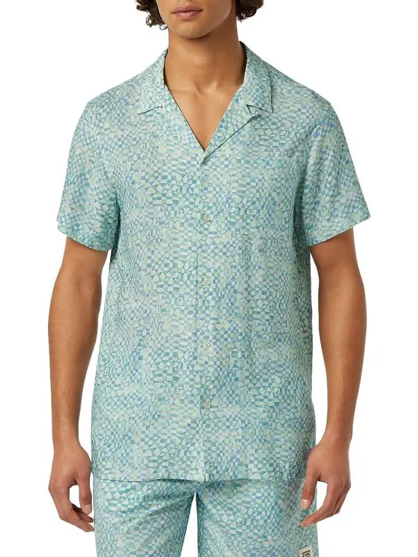 Scotch & Soda Relaxed Fit Print Short Sleeve Button-up Shirt - Luna Ditsy Green