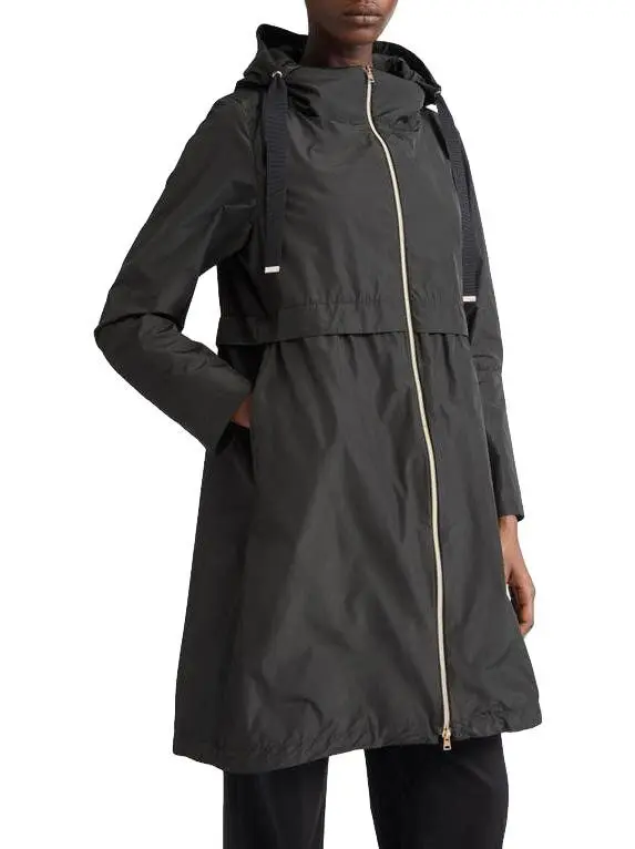 Herno Techno Taffeta A-line Parka - Black