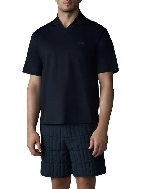 Mackage Marco Silicone Logo Organic Cotton Polo - Black
