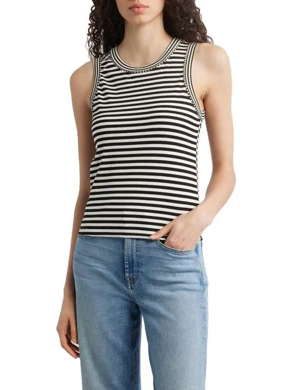 Wit & Wisdom Stripe Rib Tank - Black/ Off White
