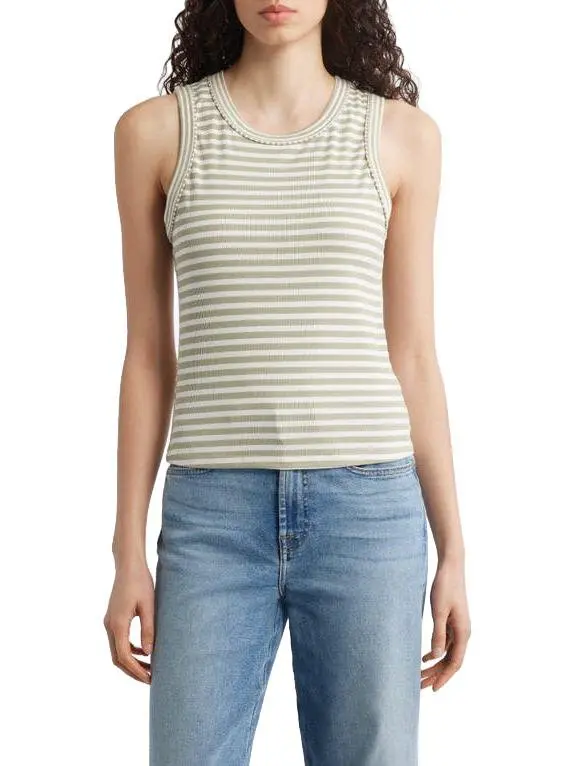Wit & Wisdom Stripe Rib Tank - Sage/ Off White