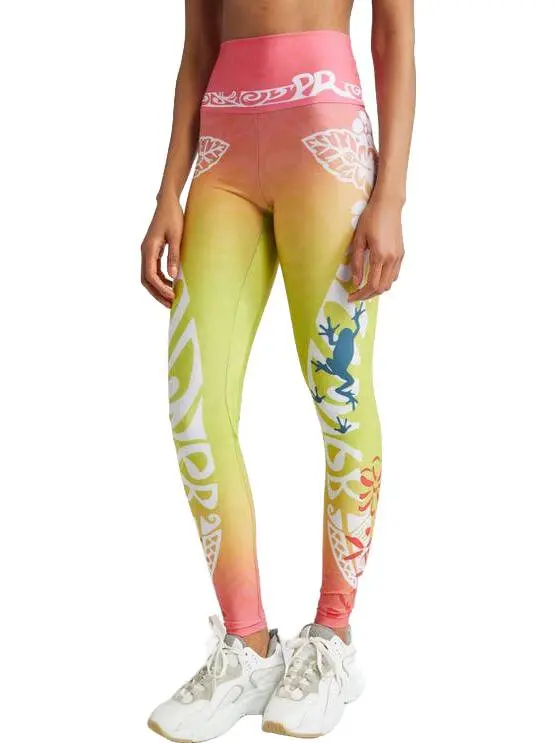 PAOLINA RUSSO Print Mesh Leggings - Neon Sunset
