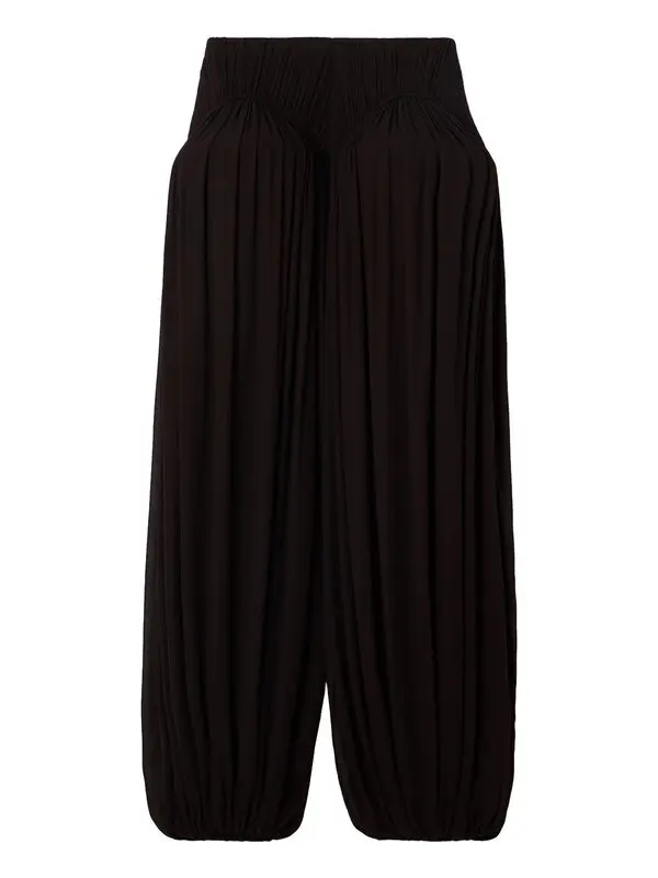 Alaïa Pleated Crepe Tapered Pants - Brown