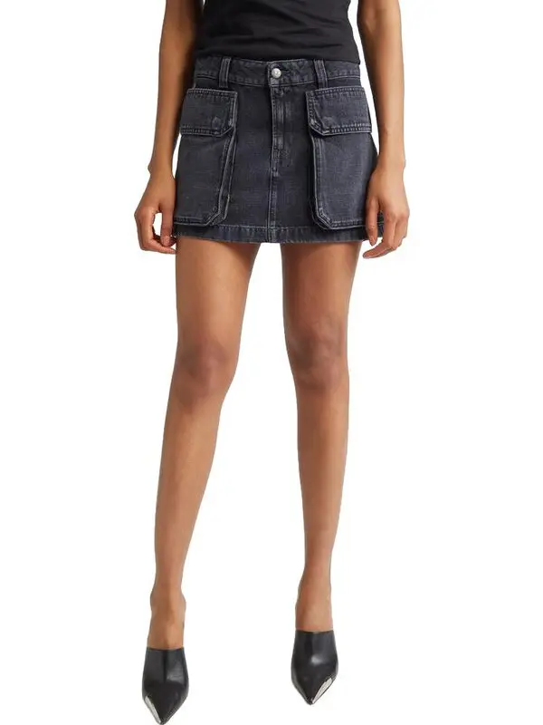 DIESEL® De-ton Denim Cargo Miniskirt - Black/ Deni