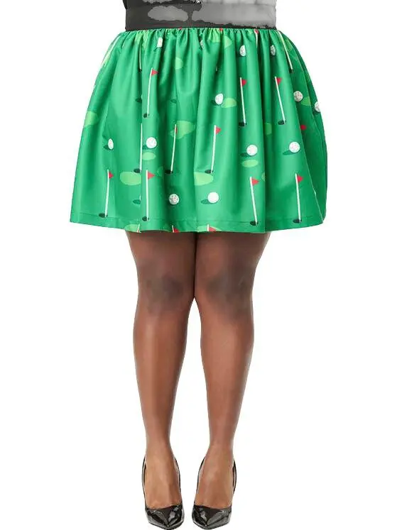 SMAK PARLOUR Gathered Mini Skirt - Green Golf Print