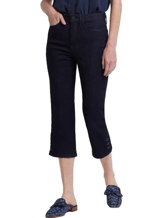 NYDJ Joni High Waist Capri Jeans With Button Detail - Rinse